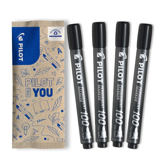 Zestaw 4x Marker permanentny PILOT SCA-100 czarny - Pilot | Sklep EMPIK.COM