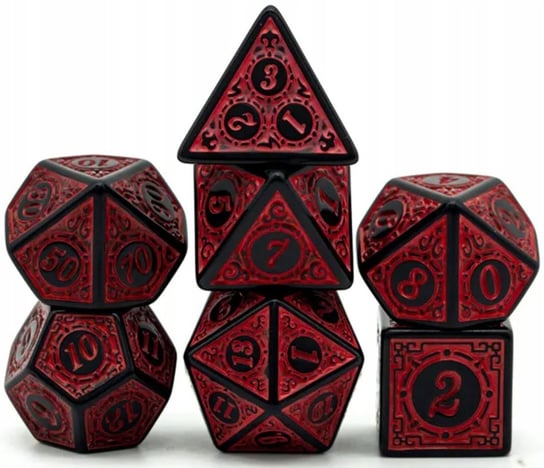 Zestaw 7 Kości D4-20 K20 Czerwone Gry RPG D&D DND Dice Gra Planszowa ...
