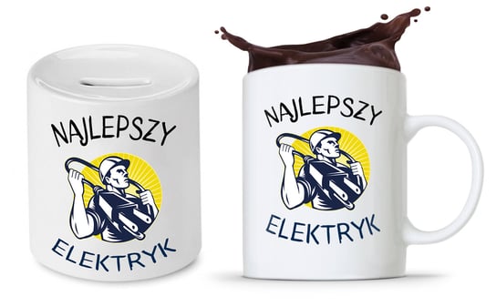 ZESTAW DLA ELEKTRYKA PREZENT KUBEK + SKARBONKA z Nadrukiem ze Zdjęciem - PoliDraw | Sklep EMPIK.COM