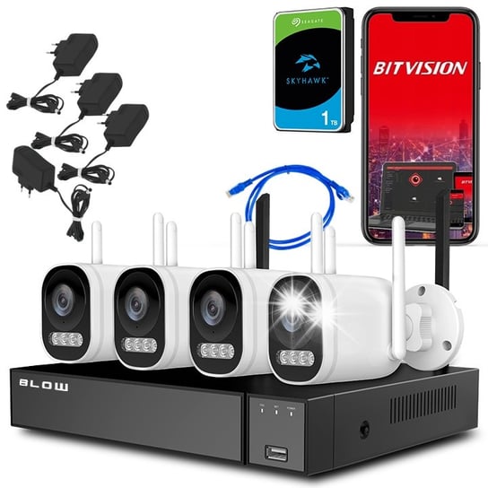ZESTAW KAMER WIFI 5MPx MONITORING DO DOMU FIRMY IP66 ZEWNĘTRZNE - Inna ...