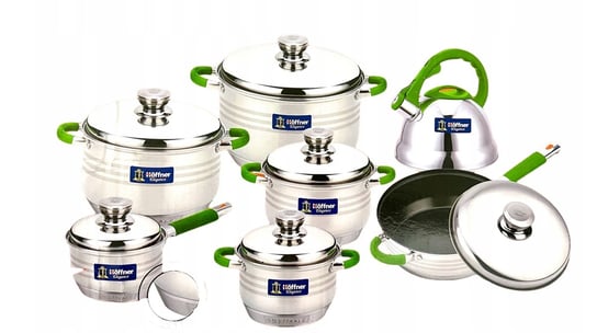 Zestaw komplet garnków 13el garnki stalowe HF-4458 zielone - HOFFNER ...