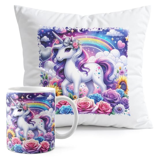 ZESTAW KUBEK + PODUSZKA DRUK - JEDNOROŻEC UNICORN KOŃ - Inna marka ...