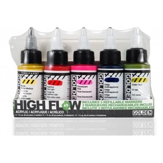 Zestaw markerów Encre Acrylic High Flow Golden: 5 tuszy + 3 markery ...