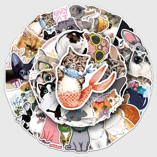 Zestaw Naklejek Wlepki StickerBomb Koty Cats Kotki Kicie Kot 4 N642 ...