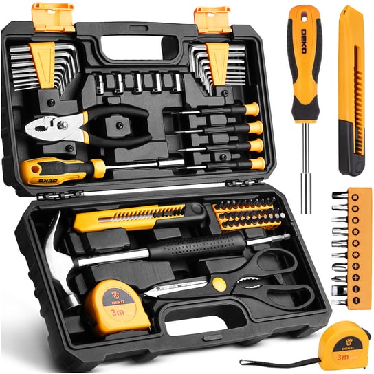 Zestaw Narzędzi Walizka Narzędziowa Nasadki Klucze Bity Miarka 62 Ele ...