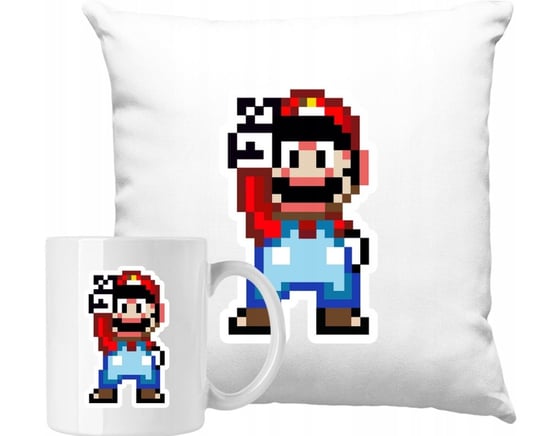ZESTAW PODUSZKA + KUBEK Nintendo Mario Retro Vintage Pomysł Na Prezent ...