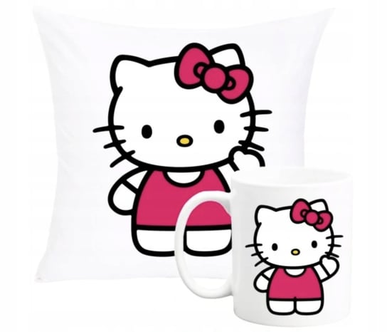 ZESTAW PODUSZKA + KUBEK Prezent HELLO KITTY KOTEK BAJKA + IMIĘ 28 ...