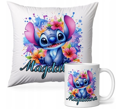 ZESTAW PODUSZKA + KUBEK Prezent STICH STITCH LILO PREZENT + IMIĘ #6 ...