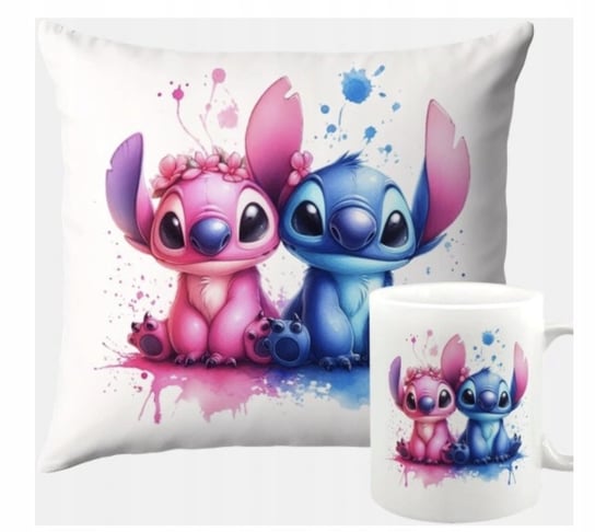 ZESTAW PODUSZKA + KUBEK Prezent STICH STITCH STICZ ANGEL + IMIĘ 35 ...