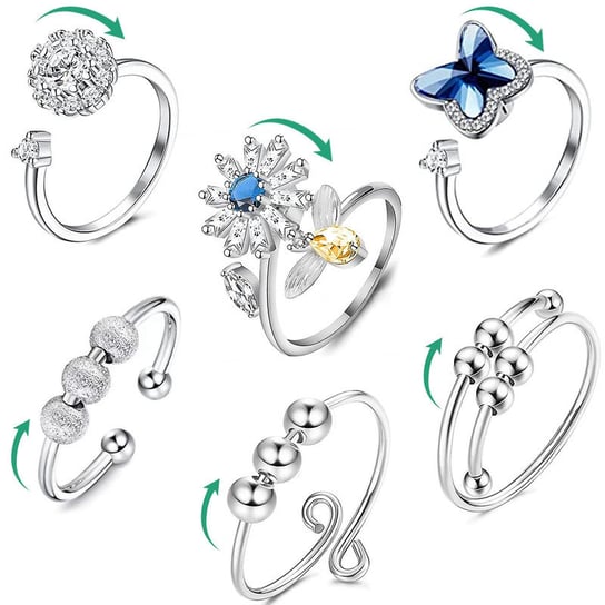 Zestaw regulowanych pierścieni Fidget Anxiety Rings, zestaw ...