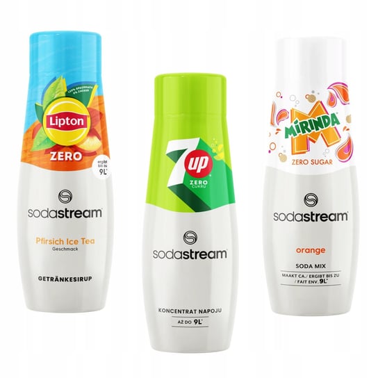 Zestaw Sodastream Lipton Ice Tea Peach Zero + 7up Free + Mirinda Zero ...
