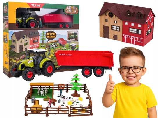 zestaw zabawka MAŁY ROLNIK + zagroda FARMA + interaktywny traktor ...
