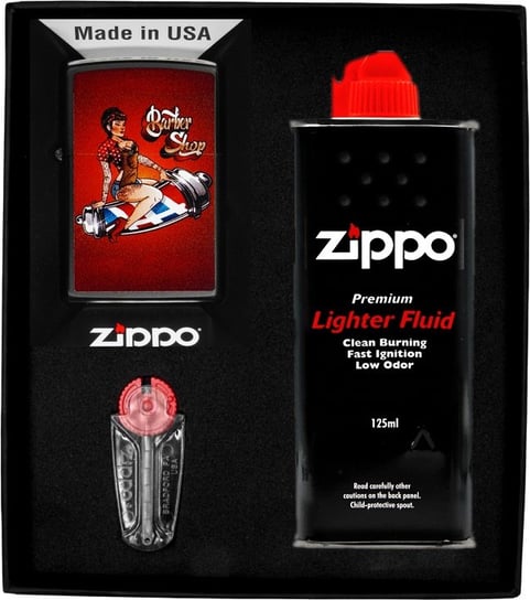 Zestaw ZIPPO Zapalniczka BARBER SHOP PIN-UP DESIGN Prezentowy No1 ...