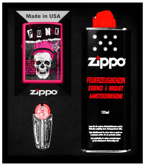Zestaw ZIPPO Zapalniczka PUNK SKULL DESIGN Prezentowy No1 - Inna marka ...