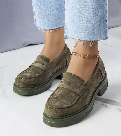 Zielone półbuty eko-zamsz Alacoque -36 - Inna marka | Moda Sklep EMPIK.COM