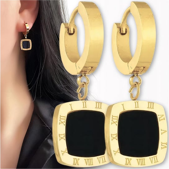 Złote KOLCZYKI ZE STALI CHIRURGICZNEJ 316L wiszące pozłacane 18K eleganckie - Edibazzar | Moda ...
