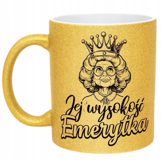 Złoty kubek brokatowy Jej Wysokość Emerytka Emerytura Dla Kobiety Prezent - Bullz | Sklep EMPIK.COM