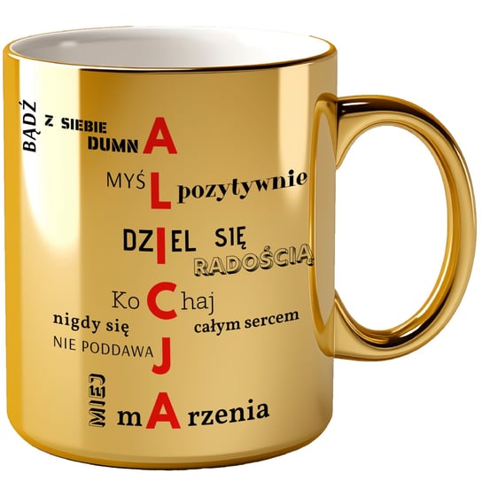 Złoty Kubek Prezent Imieniny Grawer Alicja Ala dla Alicji Ali Urodziny ...